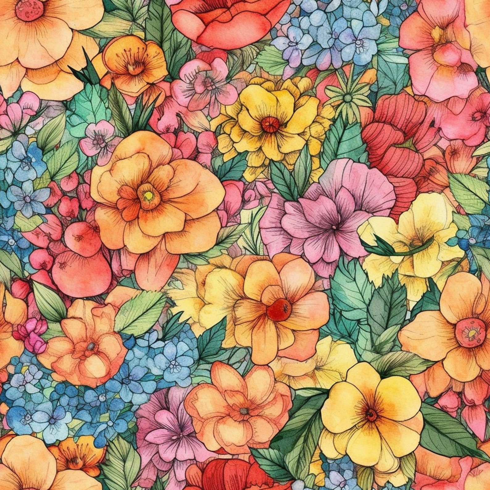 Spring Summer Floral Print Seamless Pattern Repeating File for Fabric ...
