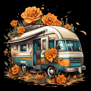 47 Spring Caravan Watercolor Clipart, Road Trip, Outdoor Activities ...