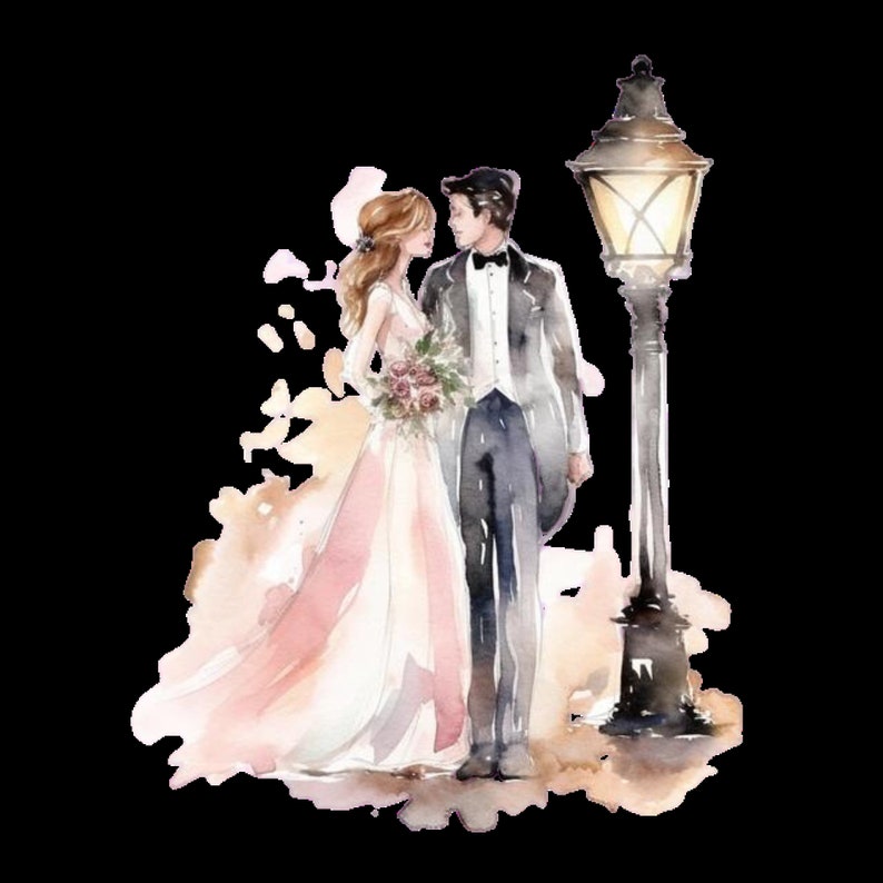 40 Bride and Groom Watercolor Clipart Bundle, Wedding Clipart, Wedding ...