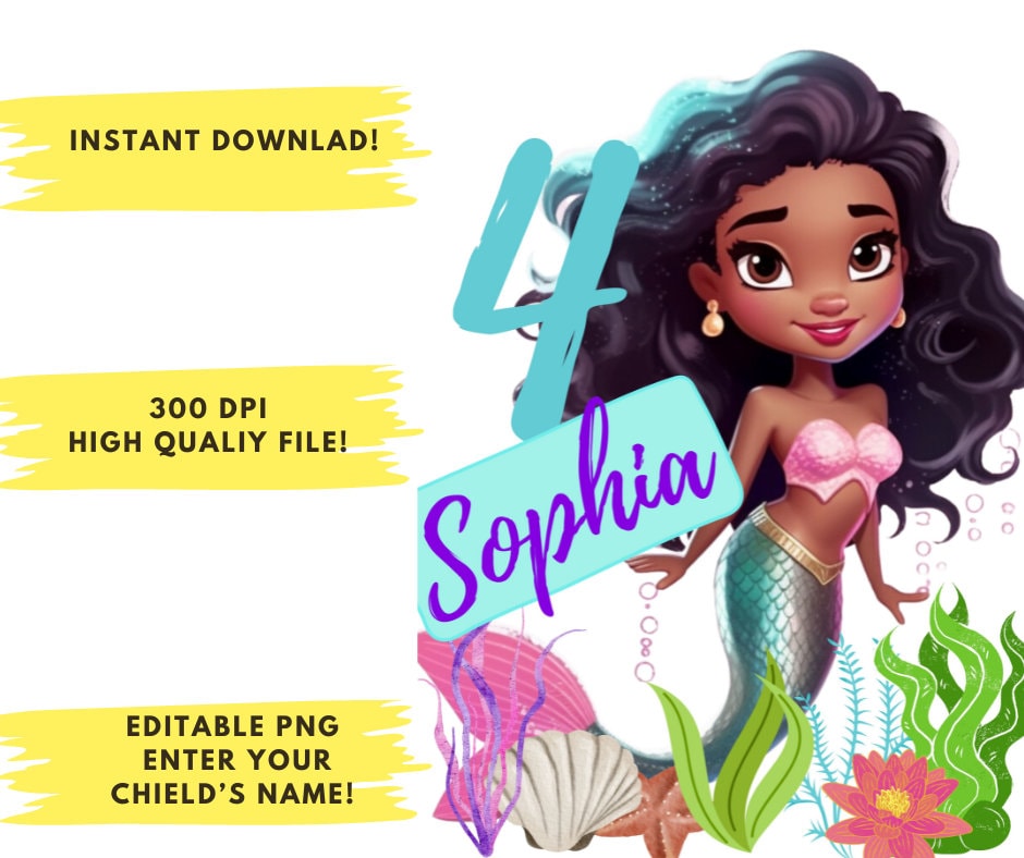 4 Editable Designs Little Mermaid PNG Little Mermaid - Etsy