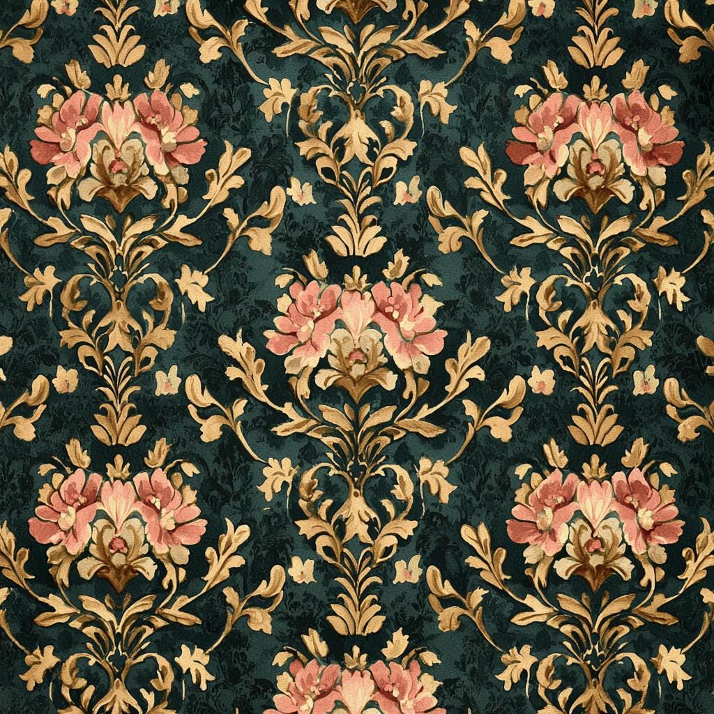 Victorian Floral Damask Digital Paper, Instant Download Vintage ...
