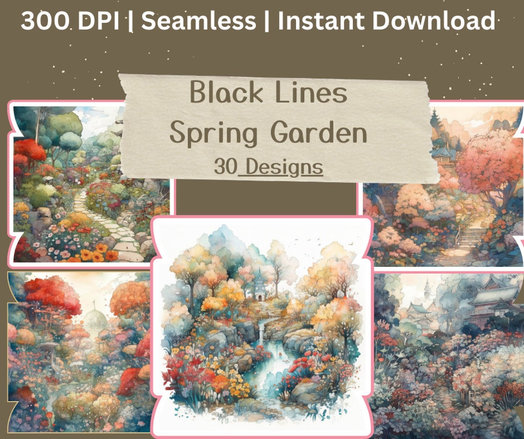 Watercolor Spring Garden Digital Paper Set Spring Flowers Junk Journal ...
