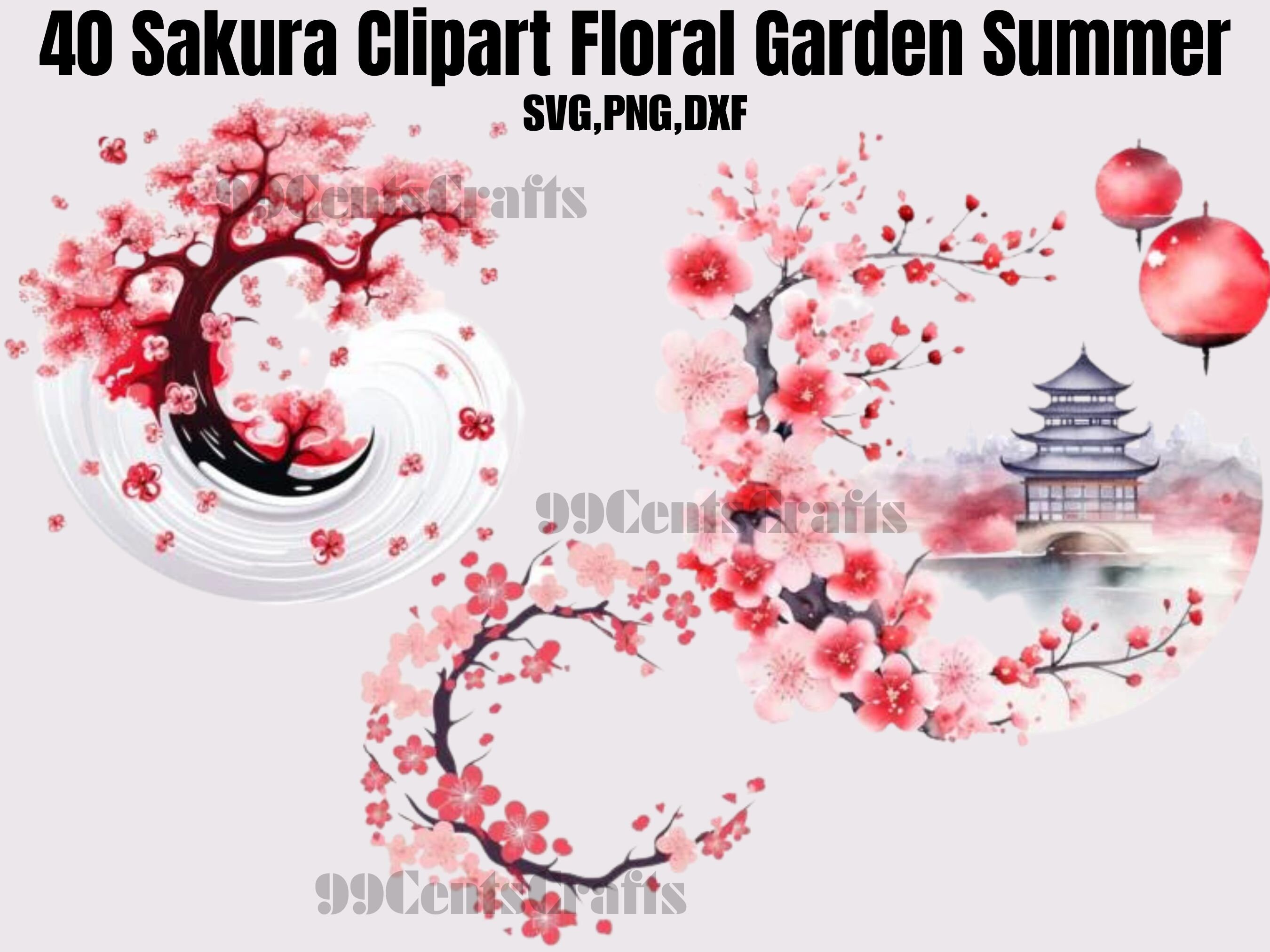 40 Sakura Clipart. Spring Clipart. Floral Clipart Field - Etsy