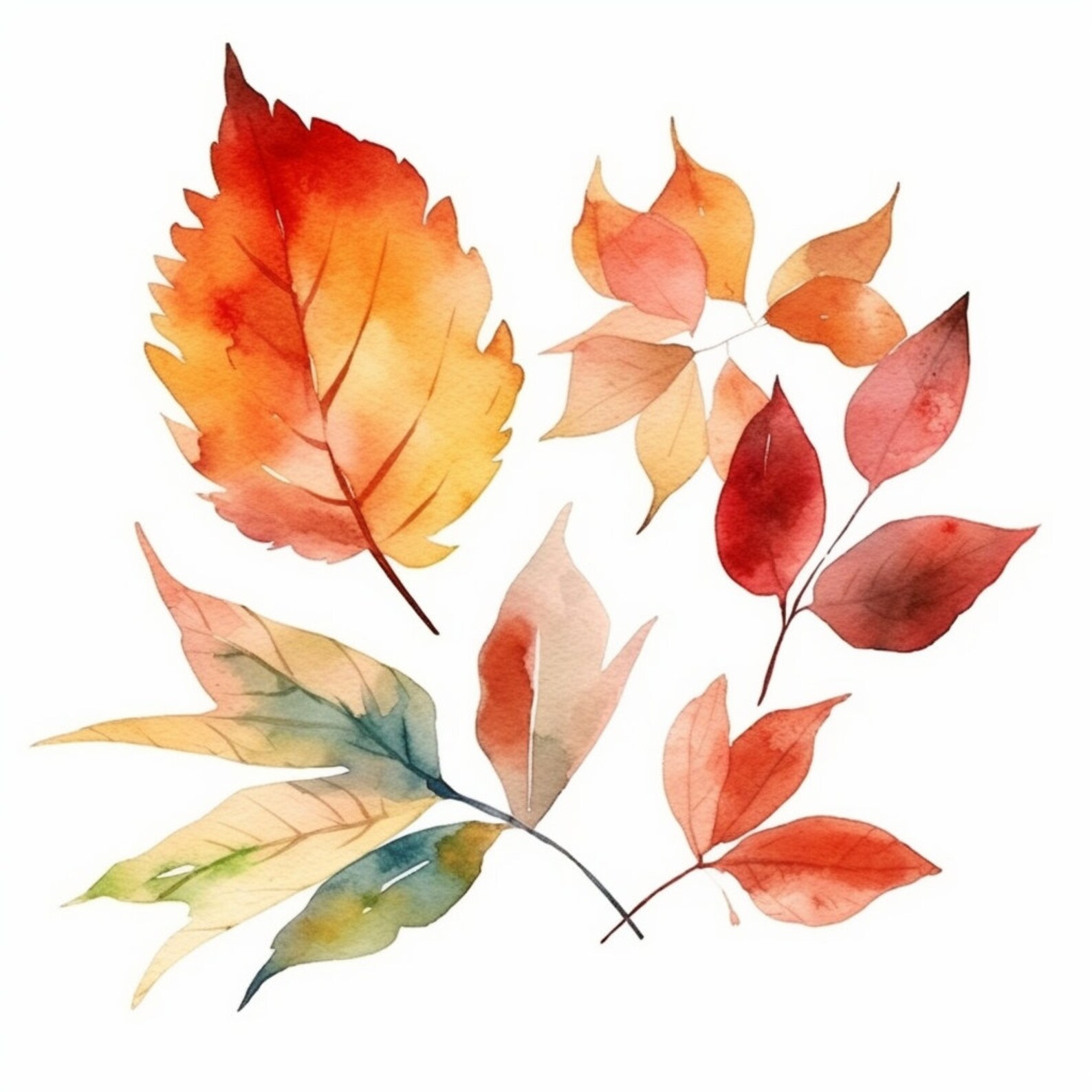 Watercolor Fall Leaves Clipart Autumn Clipart Fall Clipart Thanksgiving ...