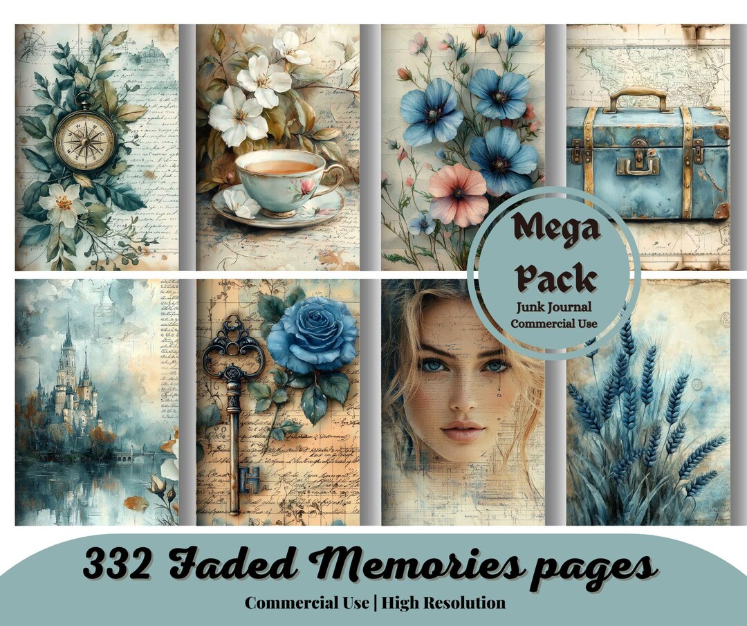 Faded Memories Pages, Scrapbook Paper, Junk Journal, Weathered, Grunge ...