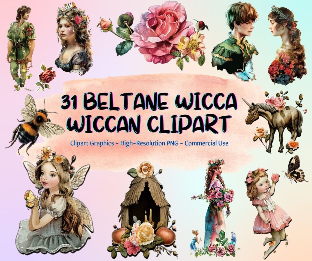 31 Beltane Wicca Wiccan Celtic Neopagan Watercolor Clipart. PNG Bundle ...