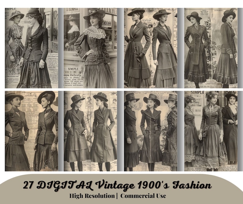 27 DIGITAL Vintage 1900's Fashion Ephemera for Junk Journals ...