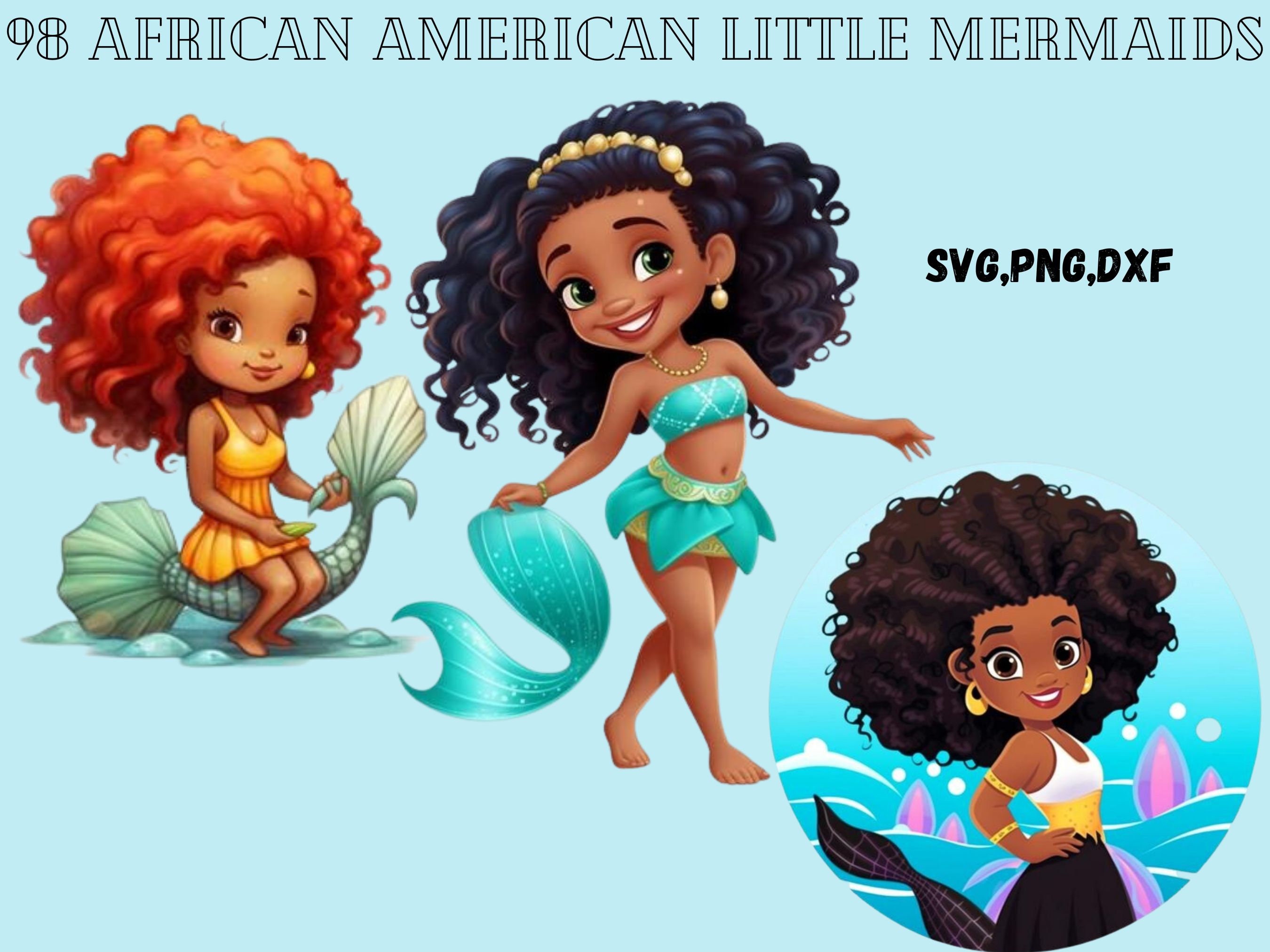 98 African American Little Mermaids Clipart Instant Download - Etsy