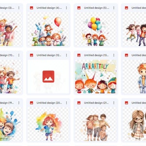 54 Watercolor Cartoon Kids Clipart, Cute Children Jumping With Joy ...