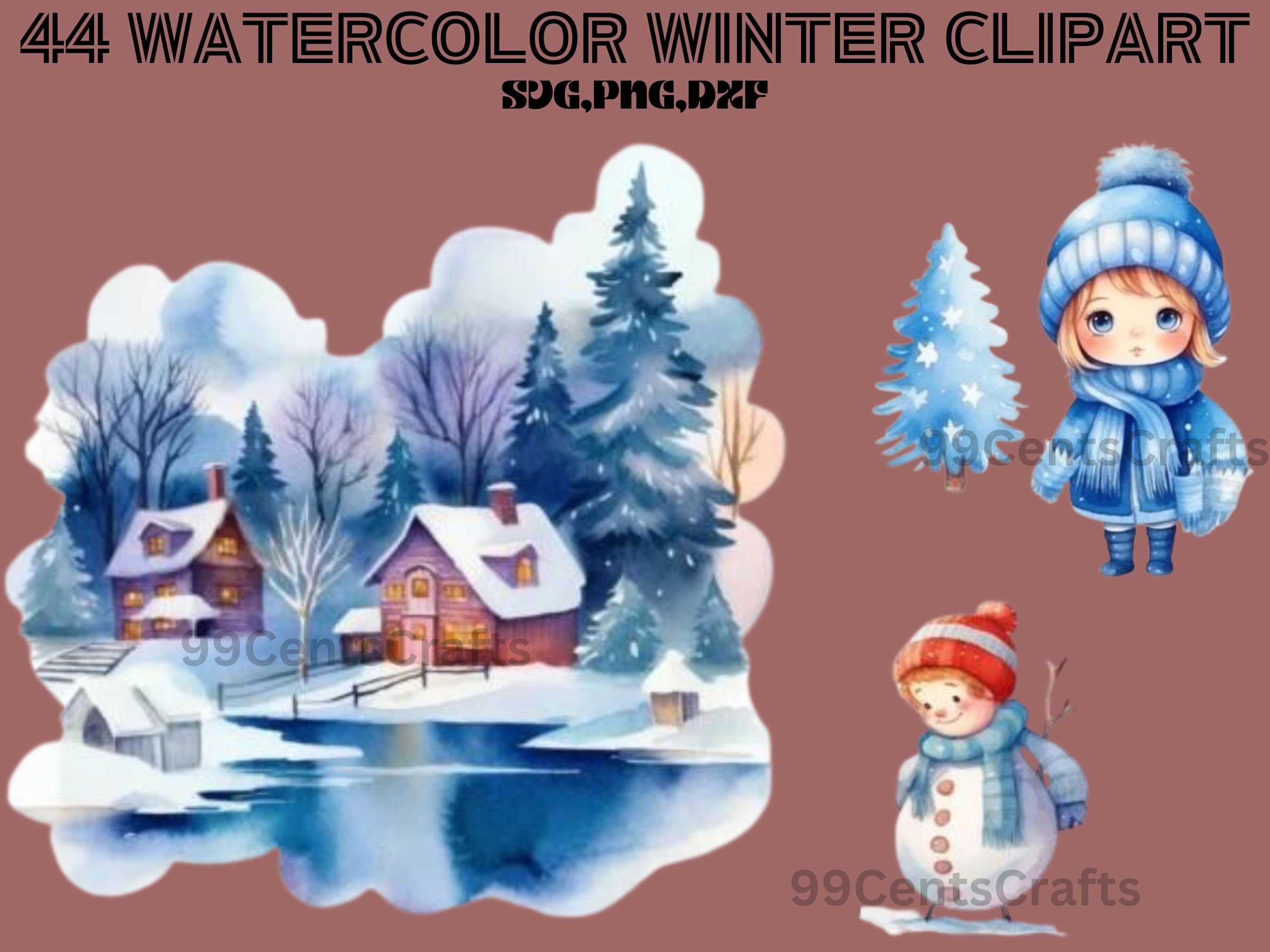 44 Watercolor Winter Clipart Christmas Clipart Christmas - Etsy