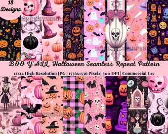 BOO Y'ALL, Halloween Seamless Repeat Pattern, Retro Backgrounds ...