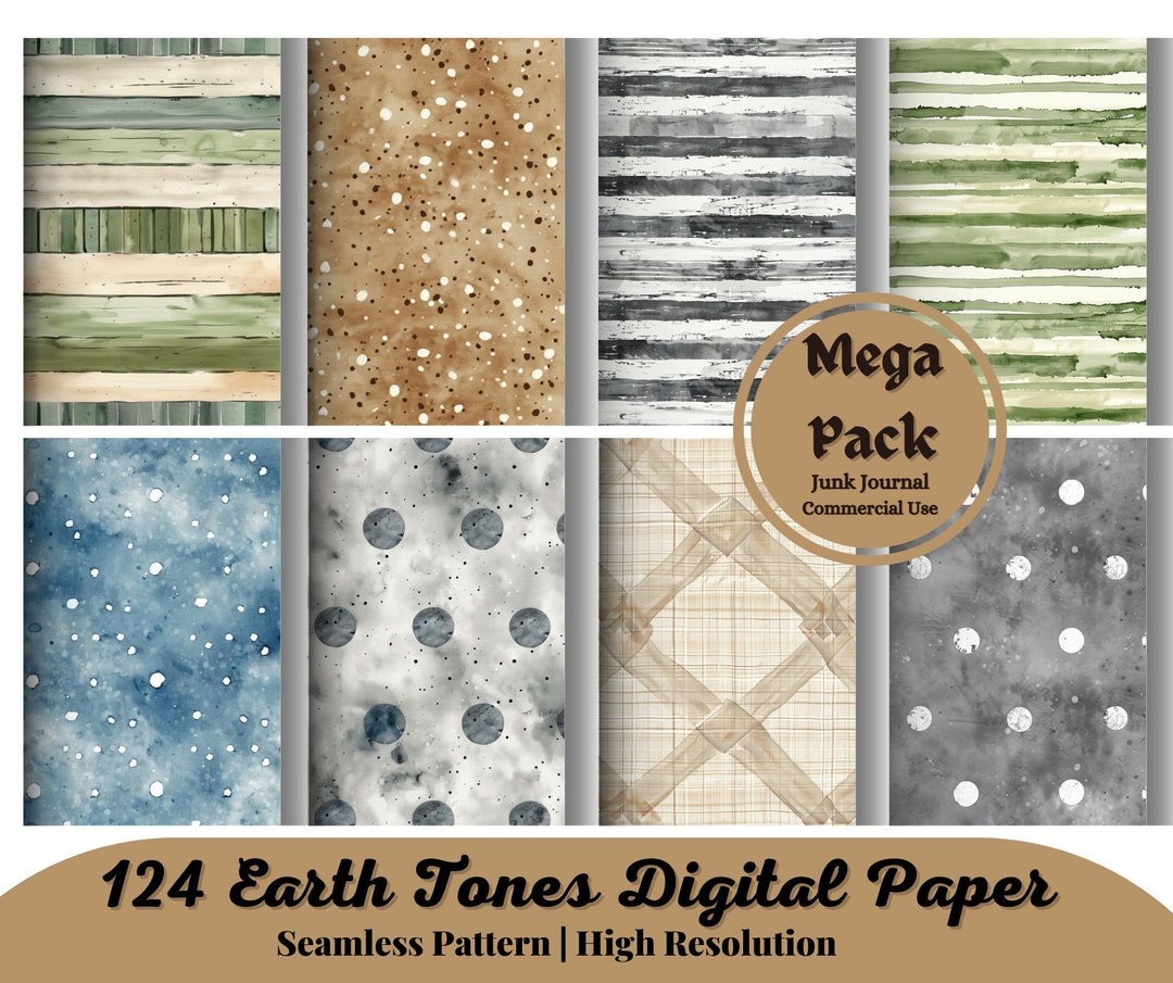 124 Watercolor Earth Tones Digital Paper Pack Neutral Boho Seamless ...