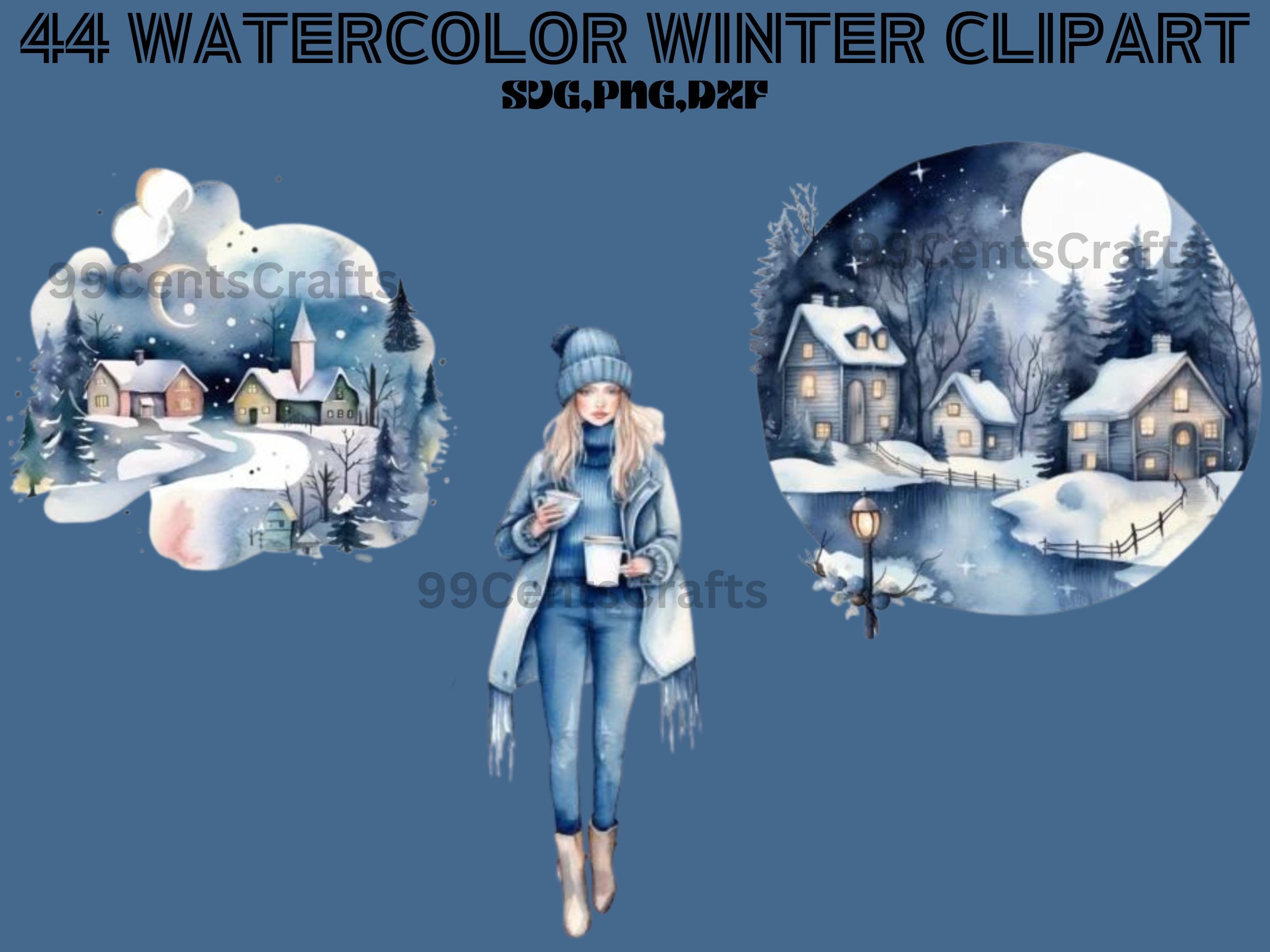 44 Watercolor Winter Clipart Christmas Clipart Christmas - Etsy