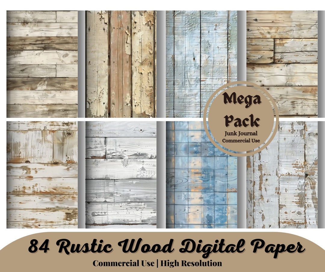 84 Rustic Wood Digital Paper, Rustic Wood Texture, Distressed Wood ...