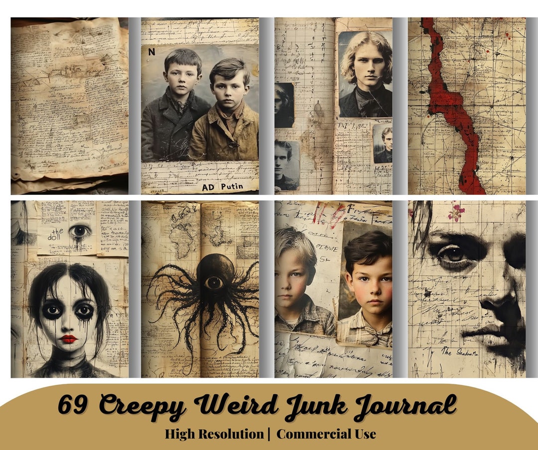 69 the Asylum Diaries, Creepy Weird Junk Journal Pages, Spooky Horror ...