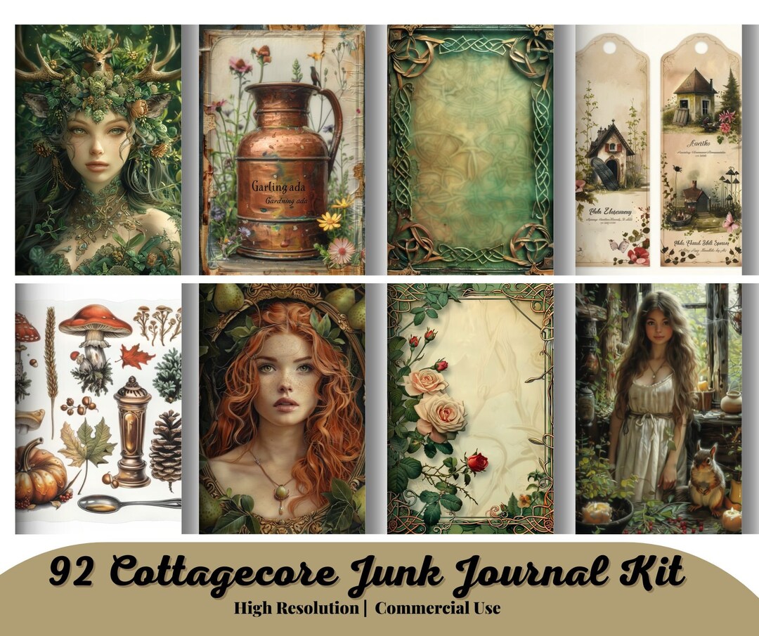 92 Cottagecore Junk Journal Kit (printable JPG Pages With Ephemera ...