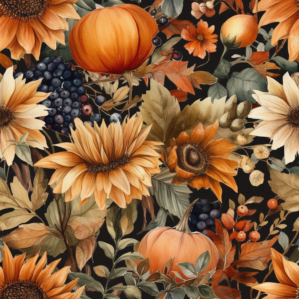 Autumn Floral Set 1 Digital Paper SEAMLESS 20 Designs Commercial Use ...