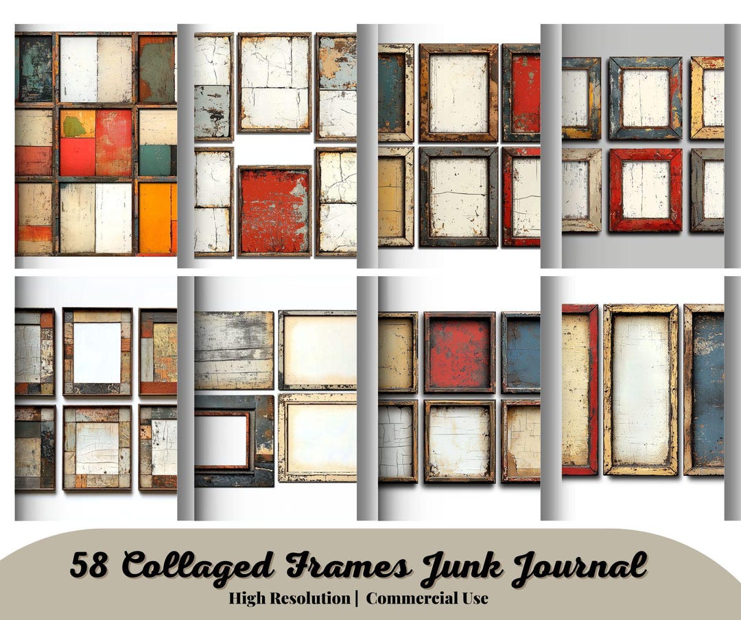 58 Collaged Frames Junk Journal, LET'S FRAME IT! Ephemera Pack With ...