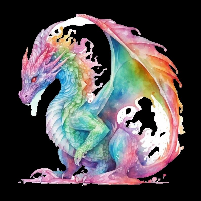 101 Fantasy Dragons Watercolor Clipart Magical Mystical Art - Etsy