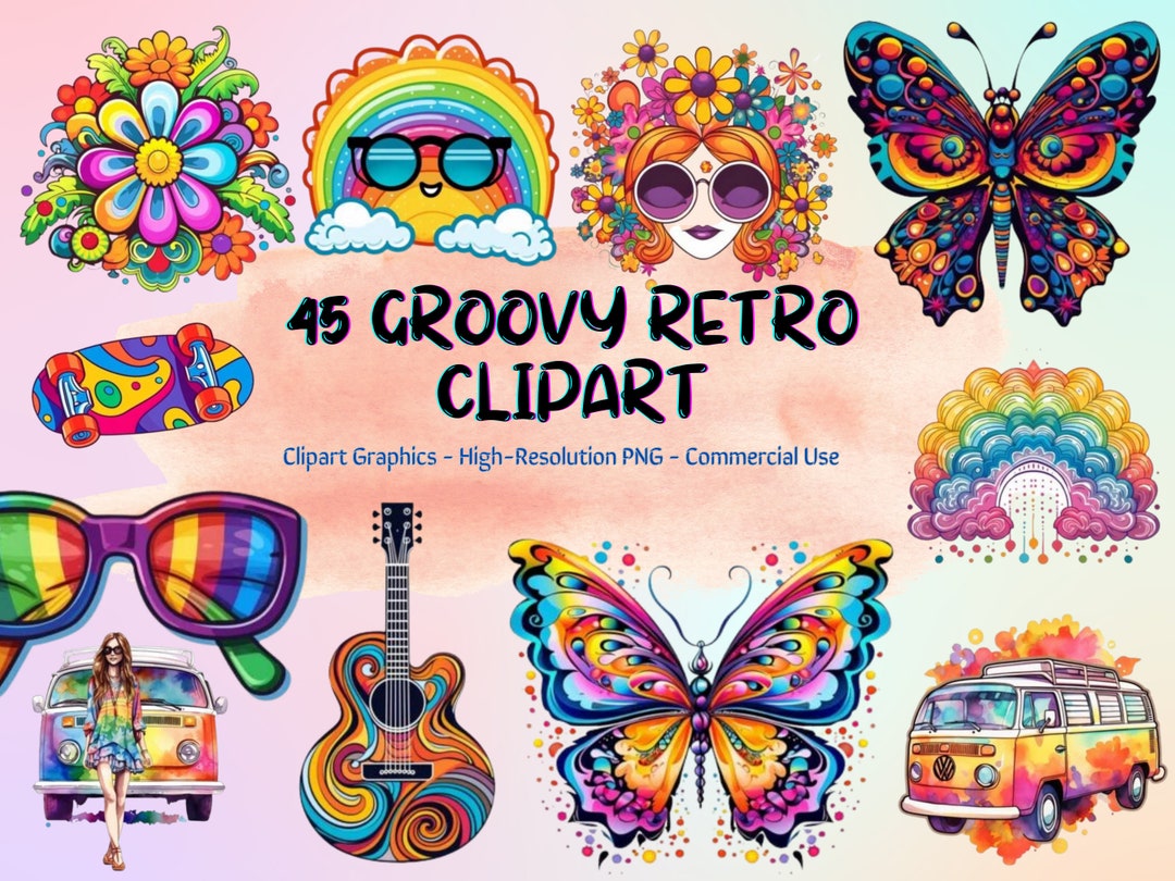 45 Groovy, Retro, Rainbow, Rainbow Clipart, Hippie Car, Hippie, Flower ...