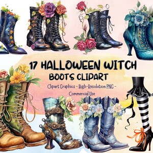 17 Halloween Witch Boots Clipart, Witch Boots PNG, Watercolor Gothic ...