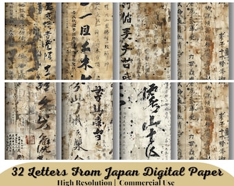 Letters From Japan Digital Paper Pack Printable Papers Collage Paper ...