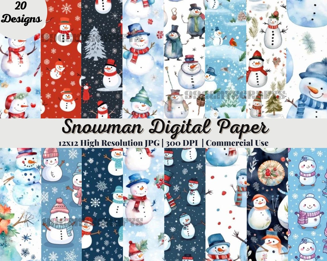 20 Snowman Digital Paper Graphics | Pattern| Instant Download| Cute ...