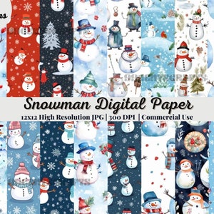 20 Snowman Digital Paper Graphics | Pattern| Instant Download| Cute ...