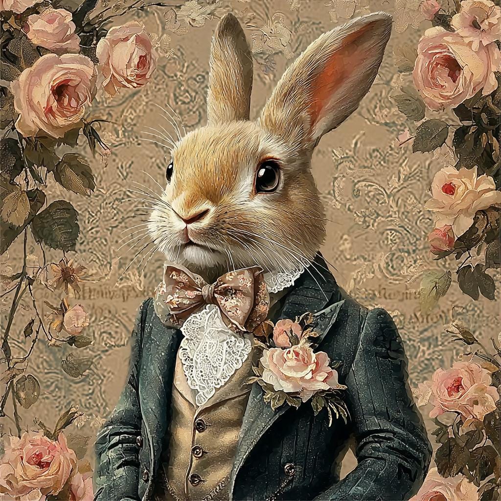 53 Floral Bunny Digital ATC Cards, Printable Cute Easter Rabbit ...
