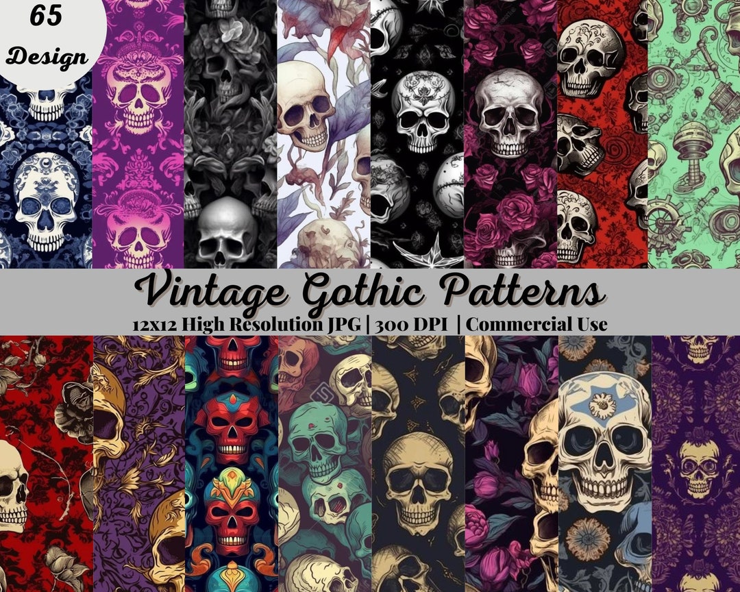 65 Vintage Gothic Seamless Patterns Pack of Vintage Digital Patterns ...