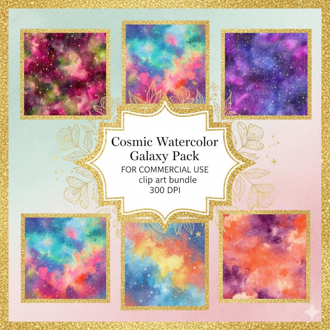 Neon Galaxy Digital Paper, Vivid Starry Night Patterns, Bright Cosmic ...