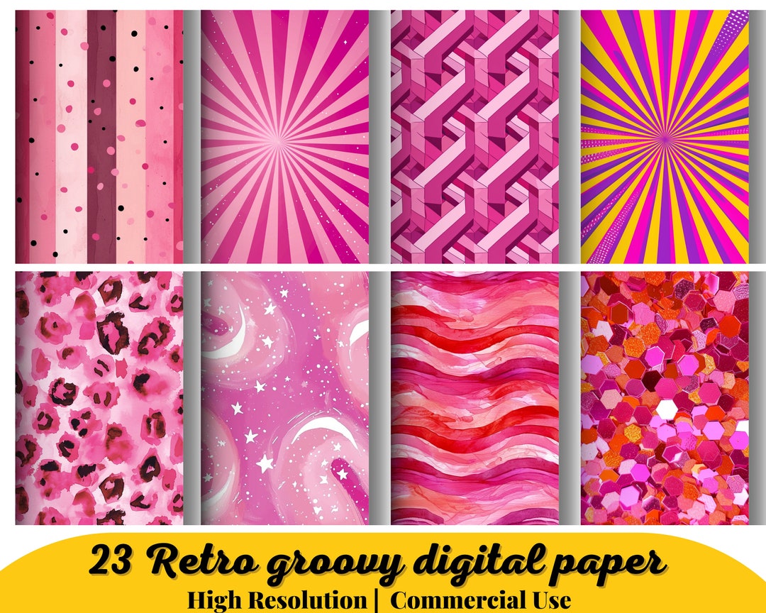 23 Retro Groovy Digital Paper, Aesthetic Pattern Background, Groovy ...
