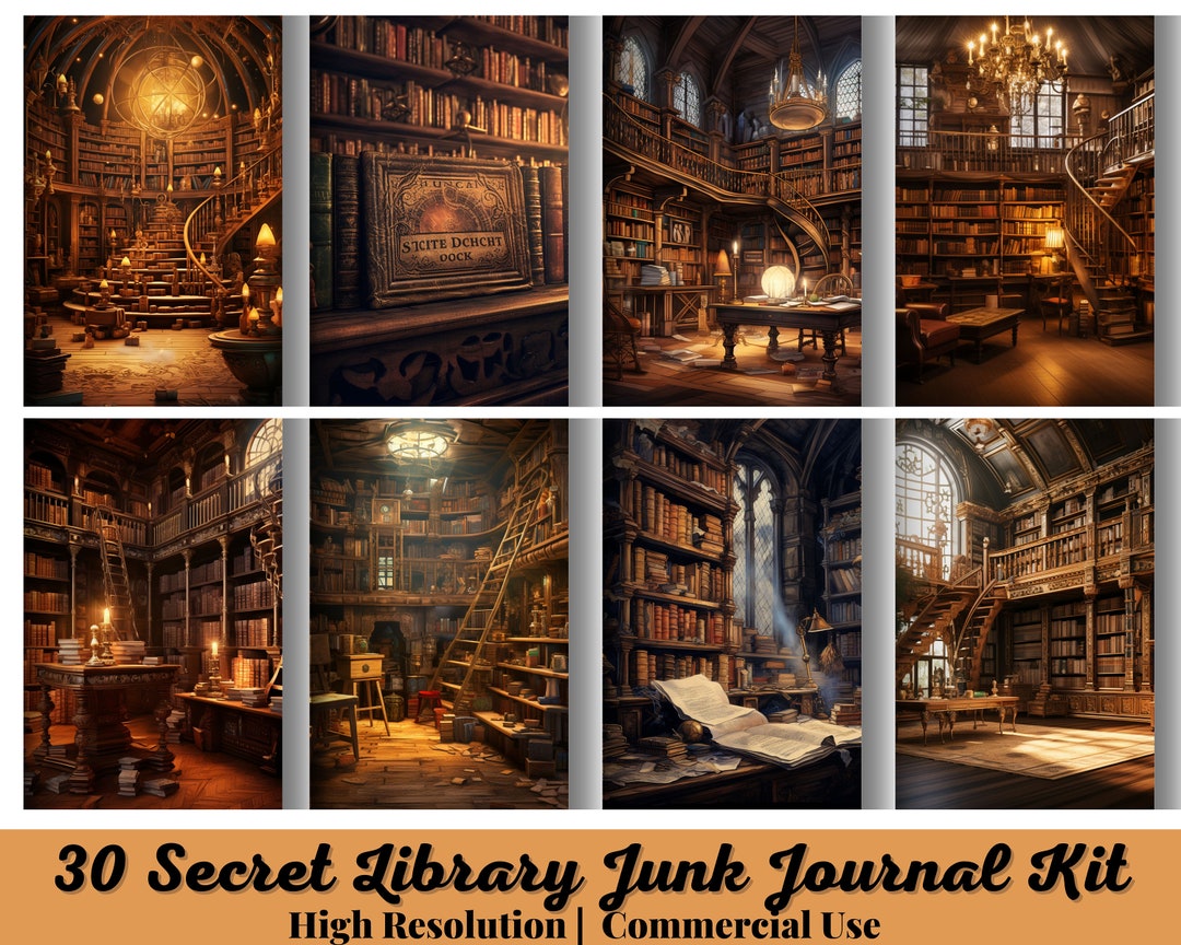 30 Secret Library Junk Journal Kit, Printable Digital Pages With ...