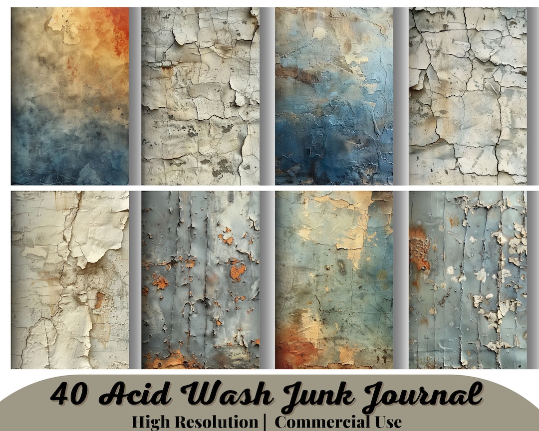 40 Acid Wash Junk Journal Papers, Blank Scrapbook Page, Vintage Journal ...