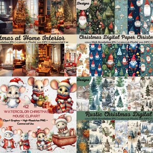 Mega Christmas Clipart- Digital Paper Bundle, Commercial Use ...