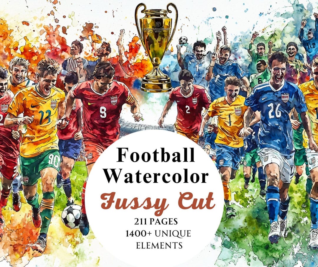 Football Watercolor Fussy Cut Bundle, Soccer Ball Images, Sports ...