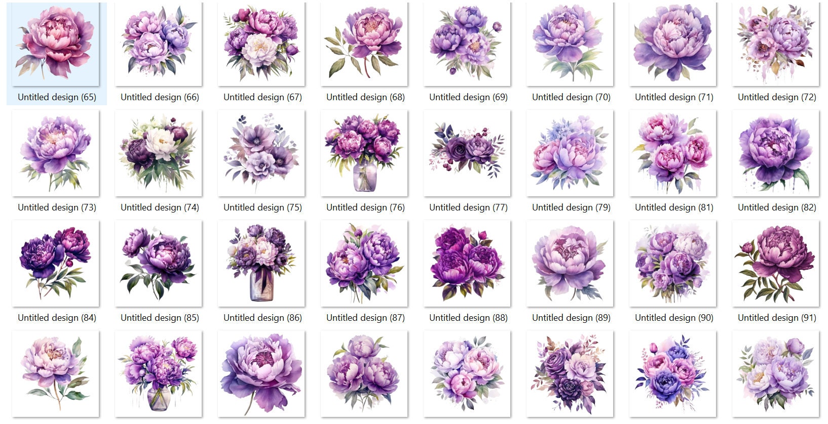 88 Purple & White Peonies Watercolor Clipart, Floral Clipart, Summer ...