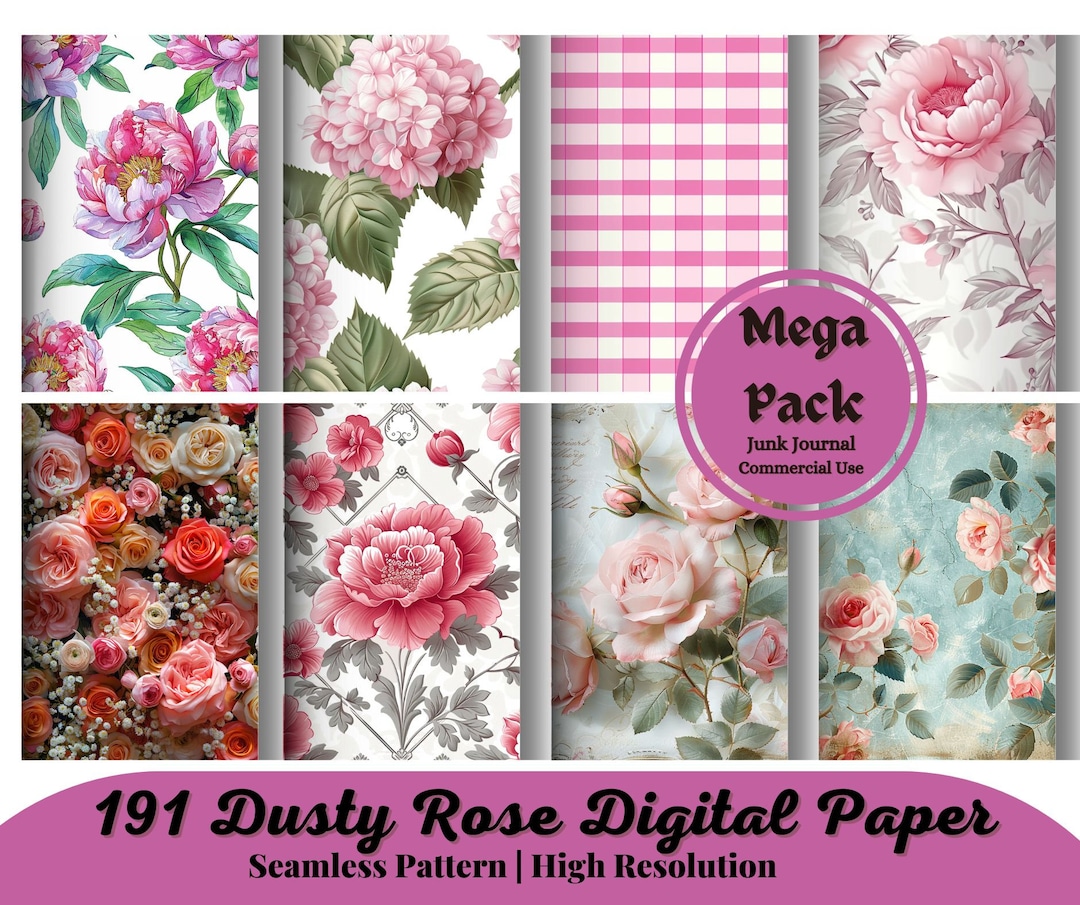 191 Dusty Rose Digital Paper - Digital Paper Pack - Instant Download ...