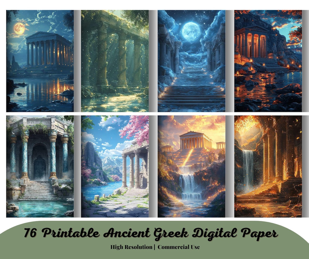 Printable Ancient Greek Digital Paper, Greece Ruins Background, Ancient ...