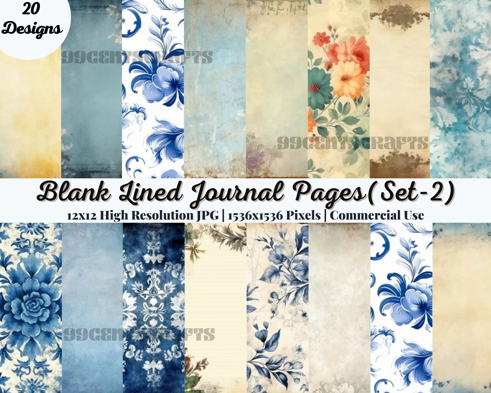 20 Blank Lined Journal Pages Junk Journal Kit Basic Papers - Etsy