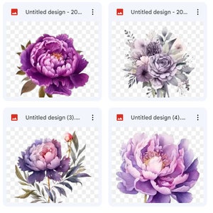 88 Purple & White Peonies Watercolor Clipart, Floral Clipart, Summer ...
