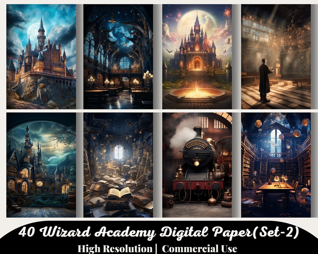 40 Wizard Academy Digital Paper(set-2), Magic School Background, Wizard ...