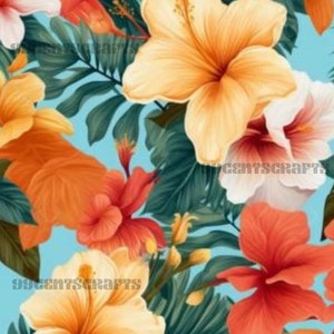 20 Tropical Island Flower Patterns Seamless Digital Flower Patterns ...