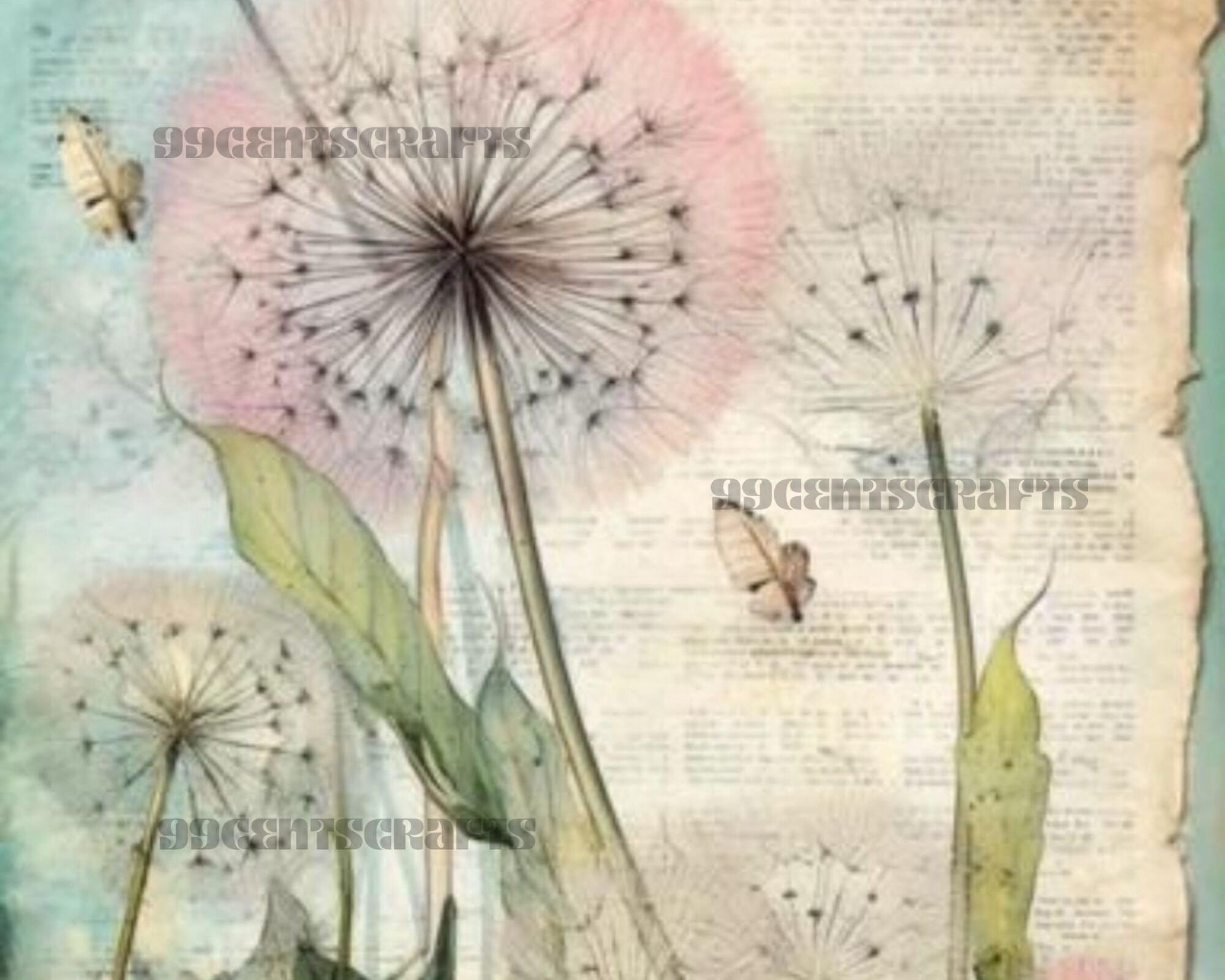 21 Dandelion Junk Journal, Digital Paper, Printable, Flower Journal ...