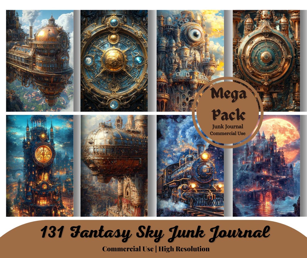 Printable Steampunk Celestial Digital Paper, Steampunk Galaxy ...