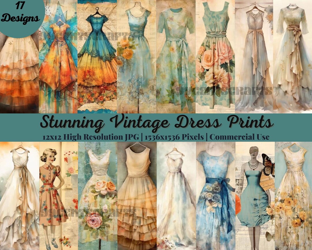17 Stunning Vintage Dress Prints for Scrapbooking and Creative Projects ...