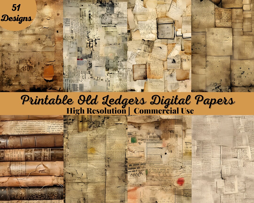51 Printable Old Ledgers Digital Papers,neutral Pages, Ledger ...