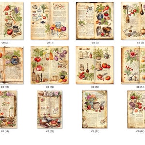22 Vintage Cookbook Junk Journal Pages, Digital Scrapbook Paper Kit ...