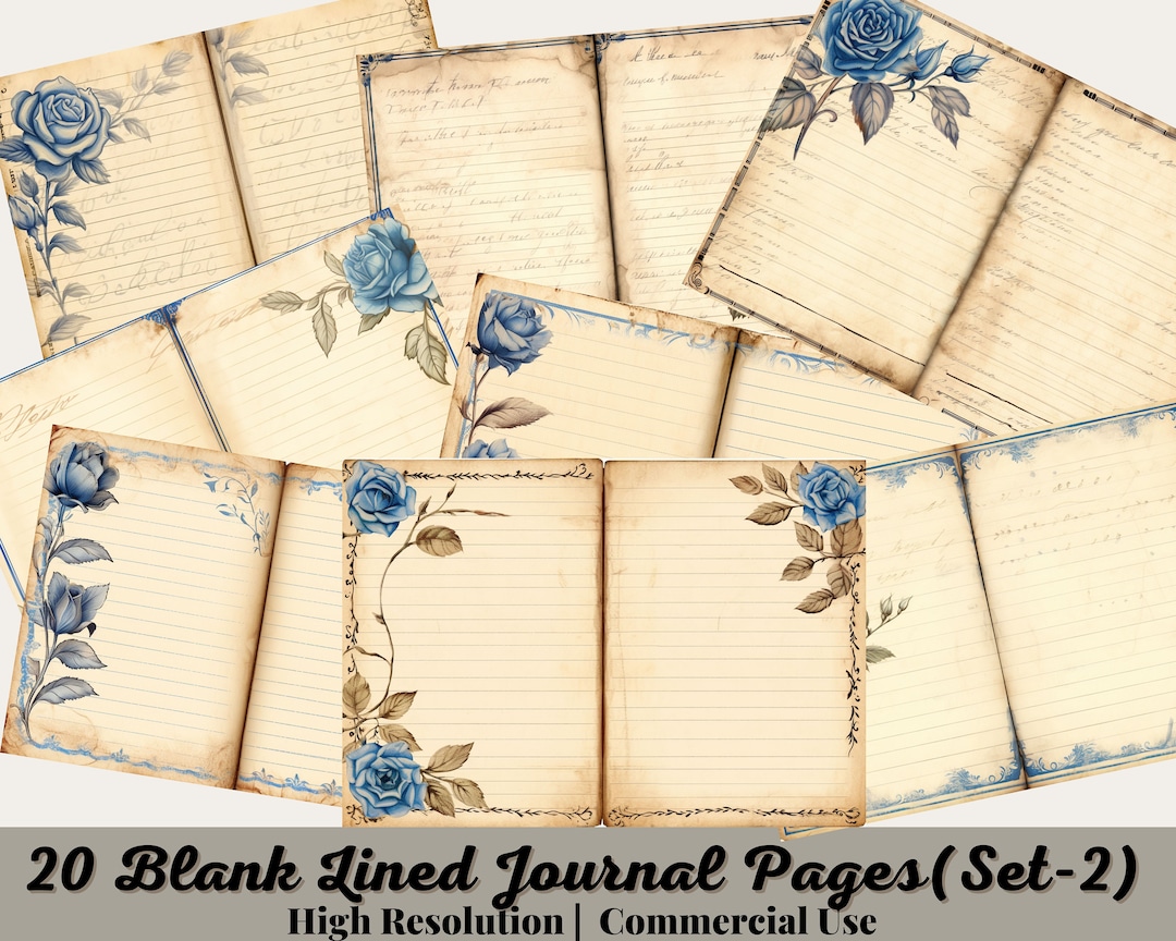 20 Blank Lined Journal Pages, Junk Journal Kit, Basic Papers, Printable ...