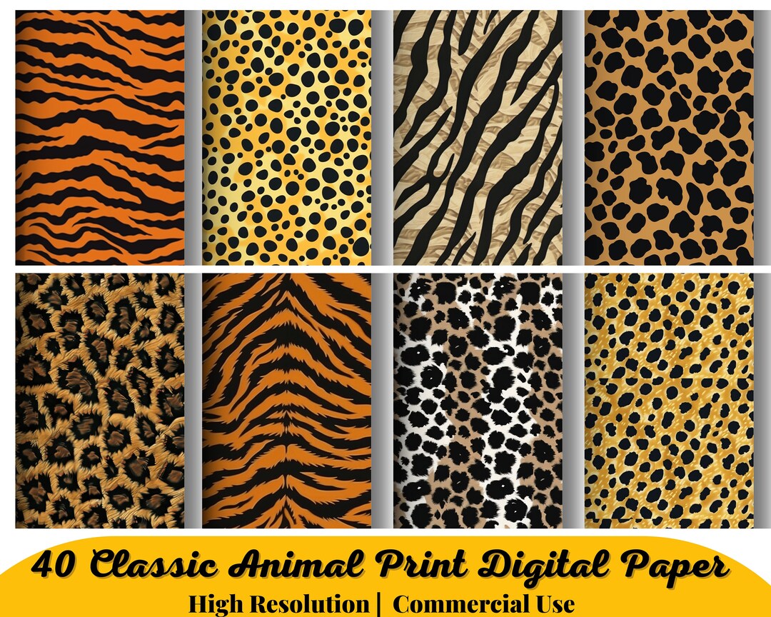 40 Classic Animal Print Digital Paper, Seamless Animal Skin, Patterns ...